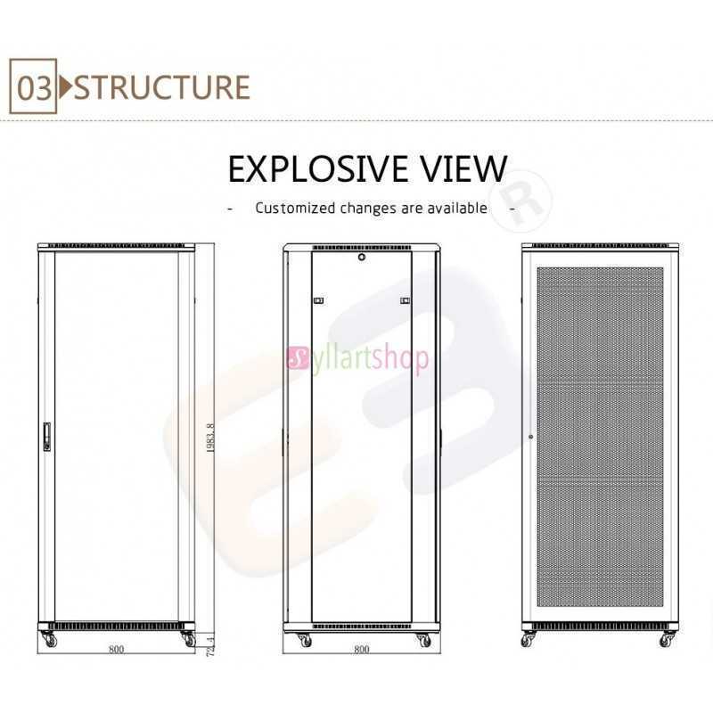 Coffret Baie Serveur 42U | 600x600mm | Armoire Réseau Informatique