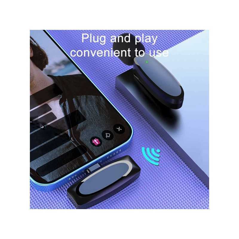 Mini microphone cravate lavalier sans fil AP004-C avec boîtier de chargement pour Type-c