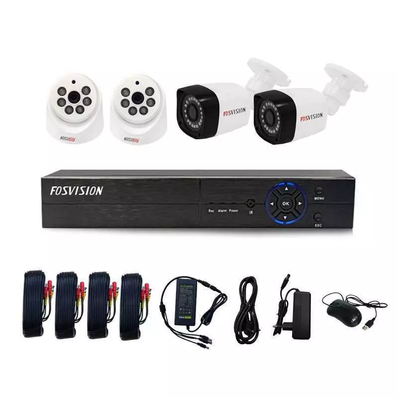 Kit 4 caméra fosvision système de sécurité domestique Dvr 2MP, Vision nocturne, caméra Ahd