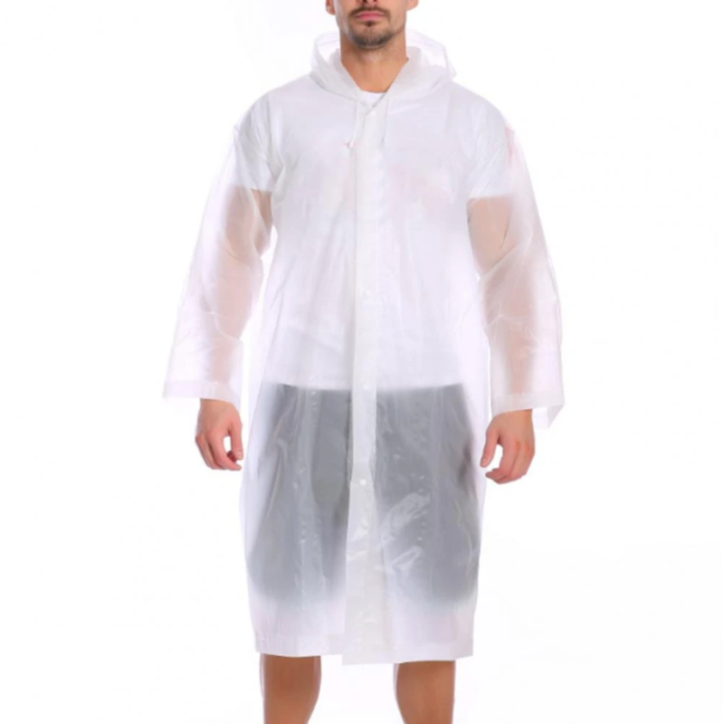 Manteau de pluie bouton imperméable clair transparent a capuche