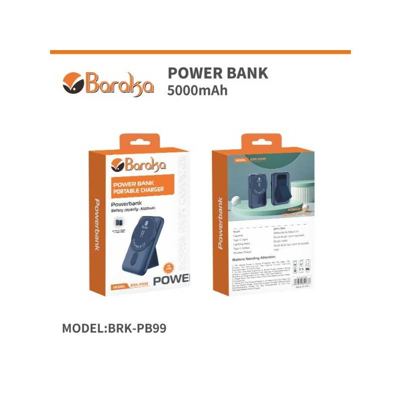 Power Bank Baraka BRK-PB99 5000mAh Sans Fil Bleu Avec 1 Entrée Type-C ...