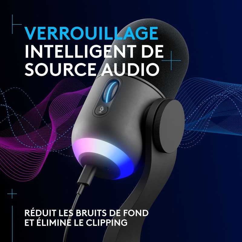 Microphone Logitech G Yeti GX super cardioïde - USB - Rétroéclairage RGB