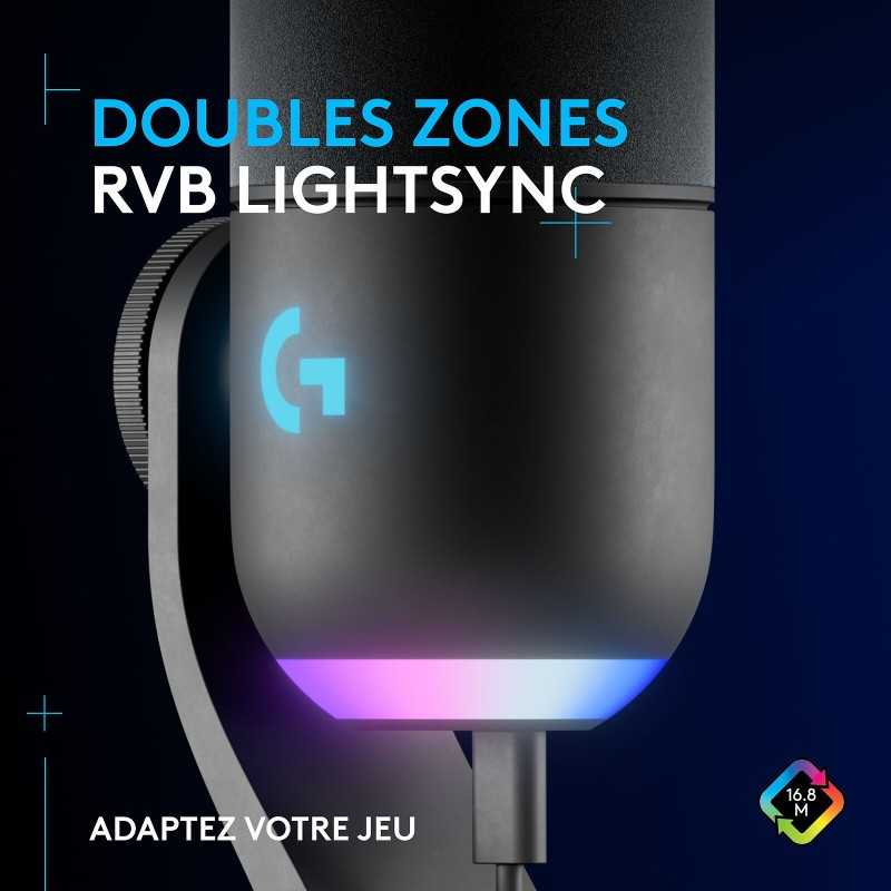 Microphone Logitech G Yeti GX super cardioïde - USB - Rétroéclairage RGB